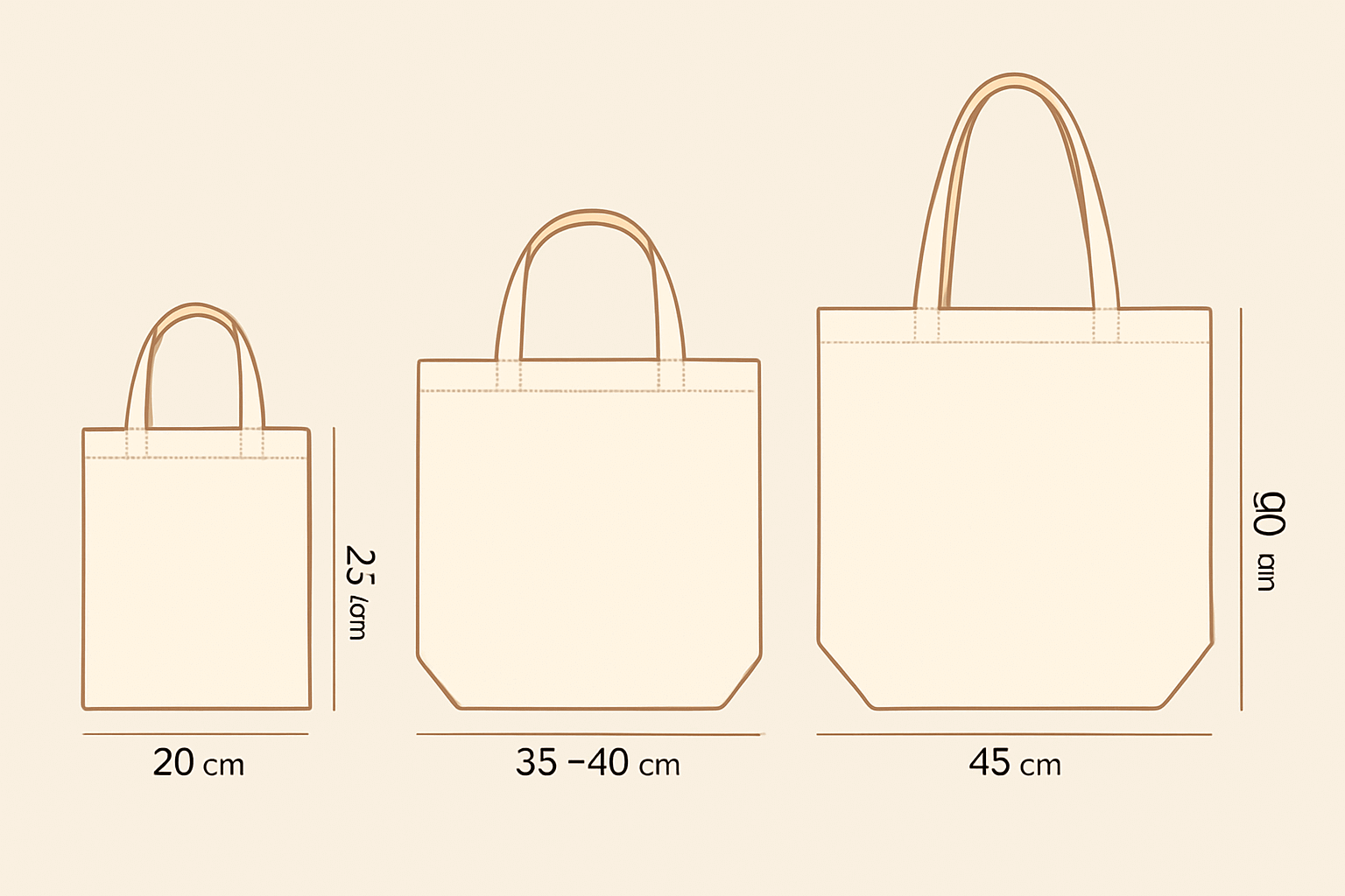Las 3 diferentes medidas y tamaños de las Tote Bag ️